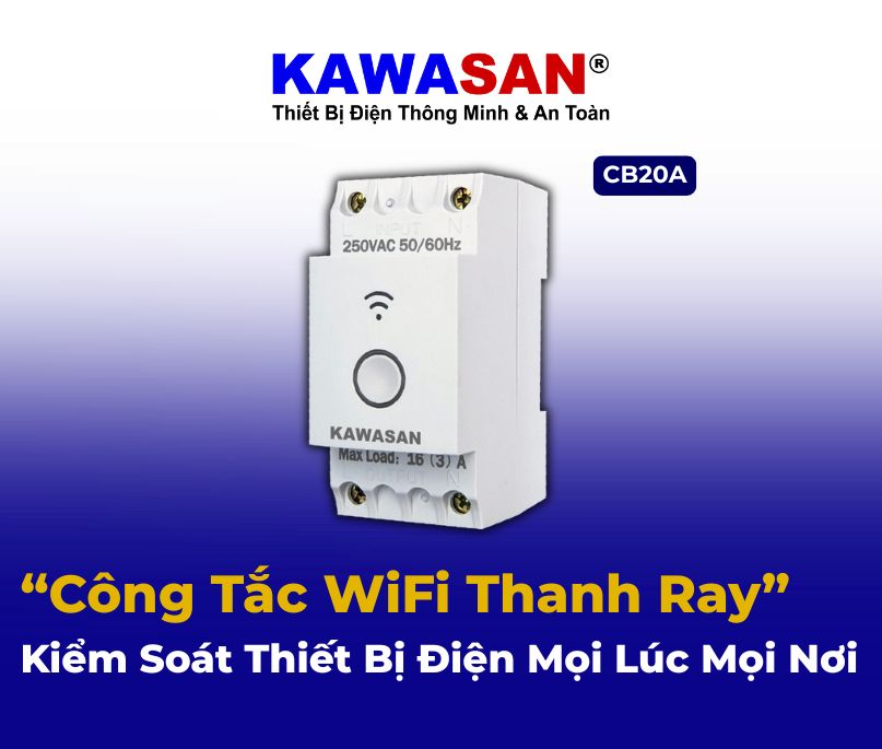 Công Tắc WiFi Thanh Ray CB20A – Kiểm Soát Thiết Bị Điện